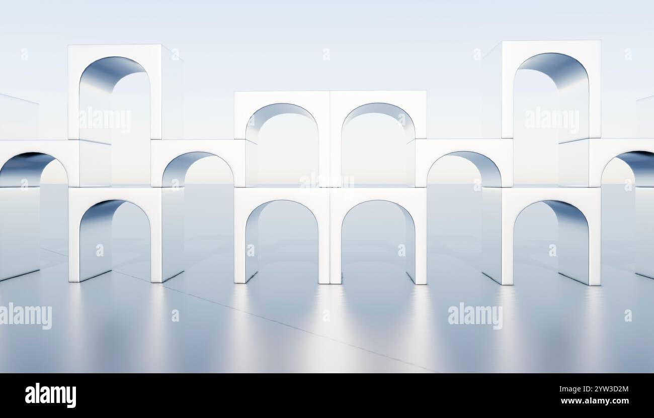 Illustration of a minimalist abstract architectural structure with ...