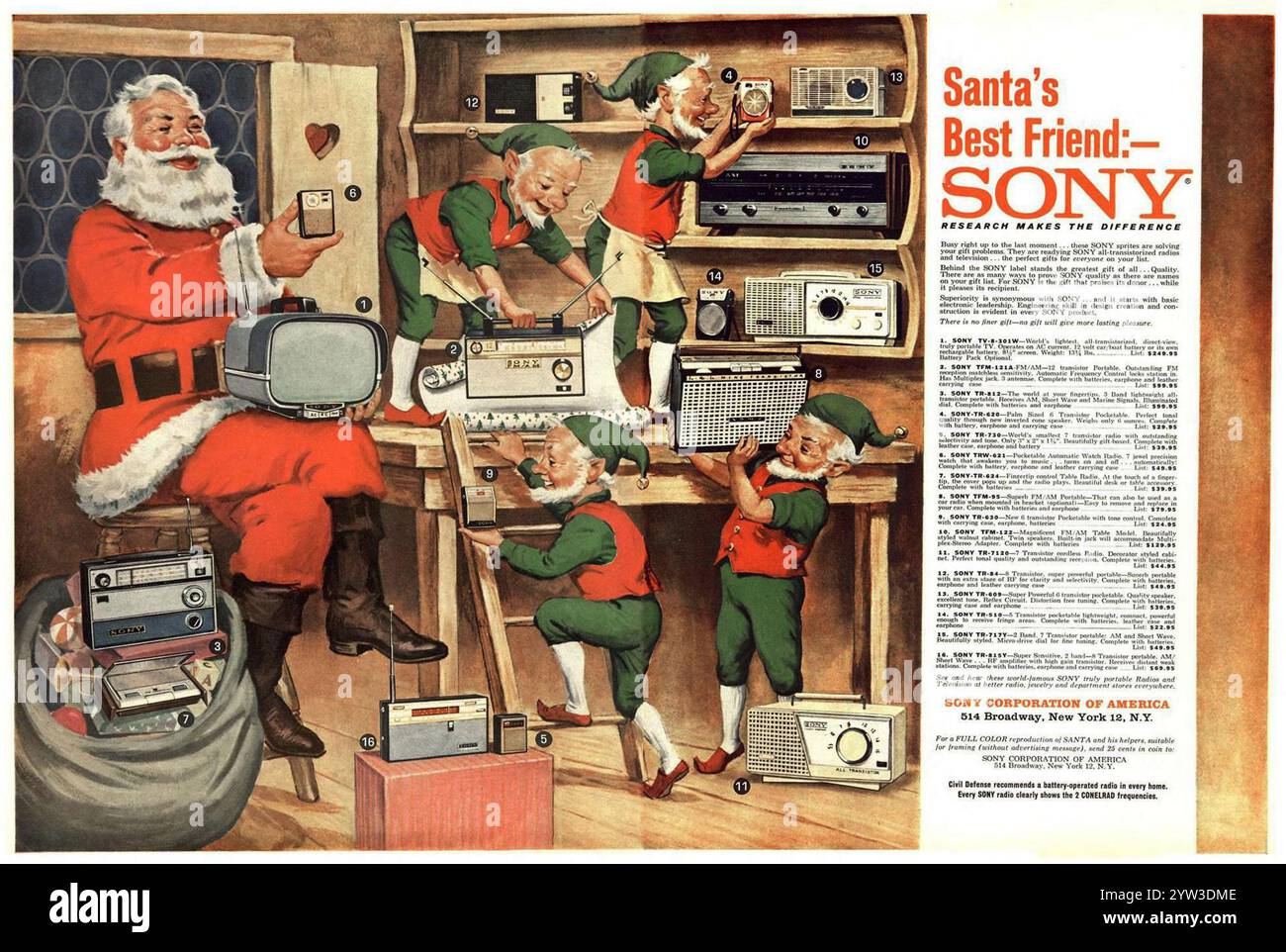 1961 Sony Radio TV: Santa's Best Friend Christmas Ad Stock Photo - Alamy