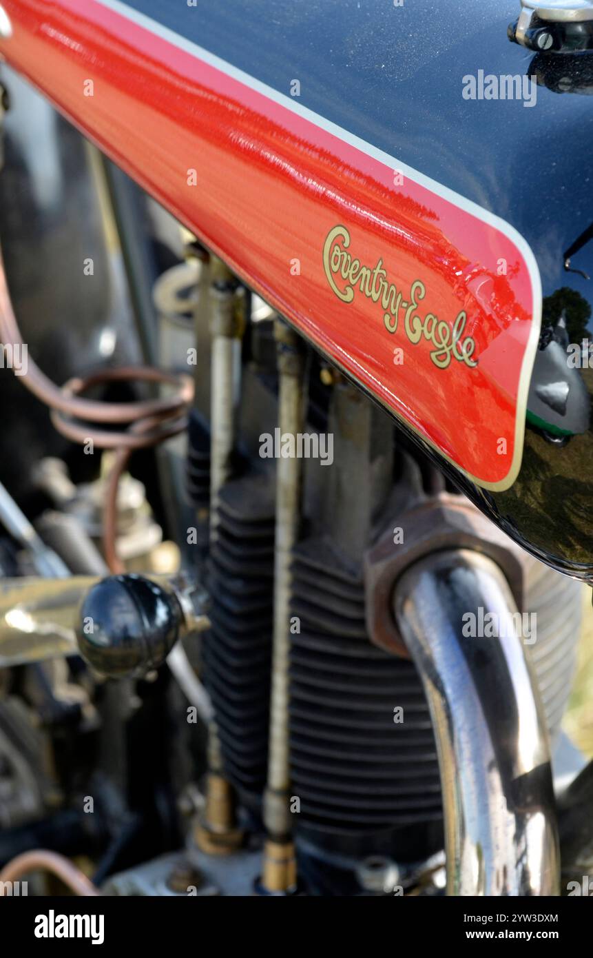 vintage coventry eagle motorcycle tank and engine, norfolk, england ...