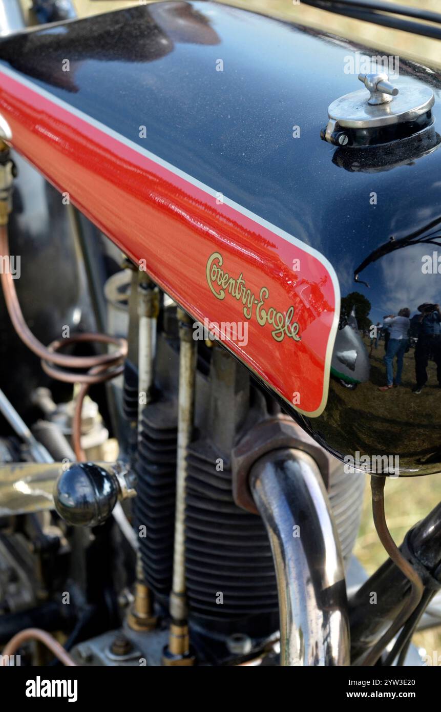 vintage classic coventry eagle motorcycle engine and petrol tank ...