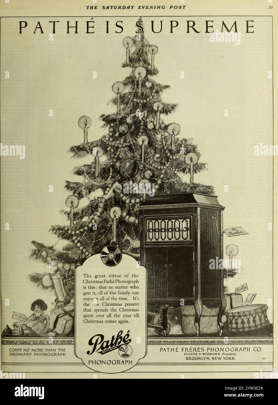 1920 Pathe Freres Phonograph Ad -Pathe is Supreme - Christmas Tree Doll ...