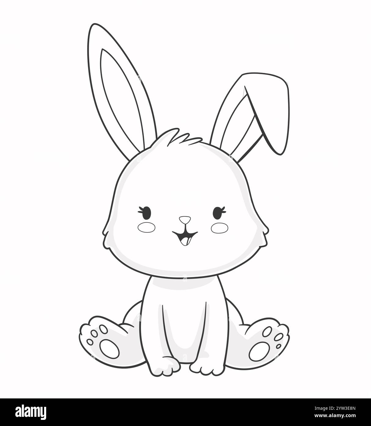 Illustration of Easter rabbit in doodle style Easter bunny coloring ...
