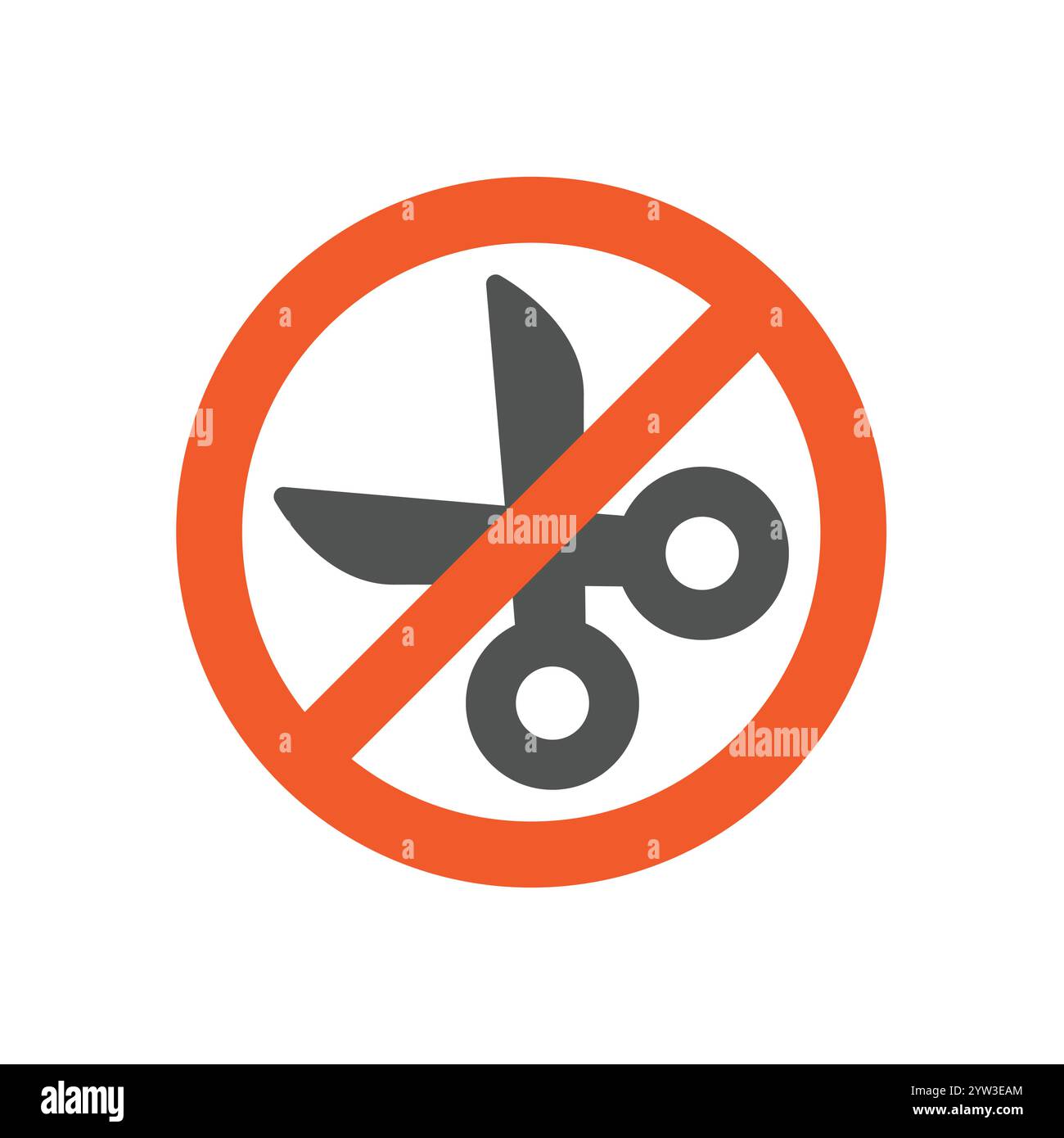 No scissors red prohibition sign. Do not use scissors vector icon label ...