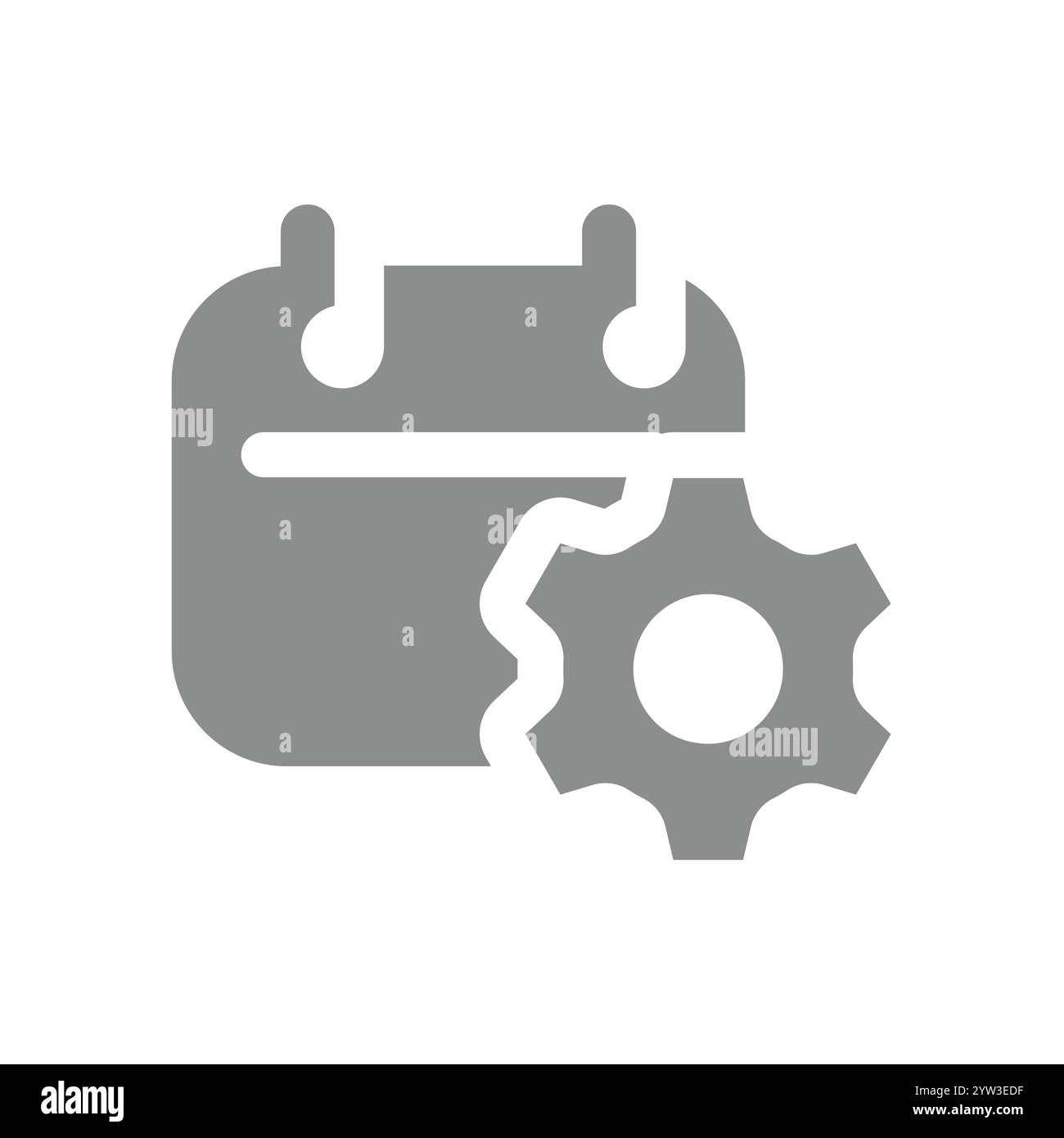 Calendar page and gear vector icon. Agenda, plan and schedule symbol ...