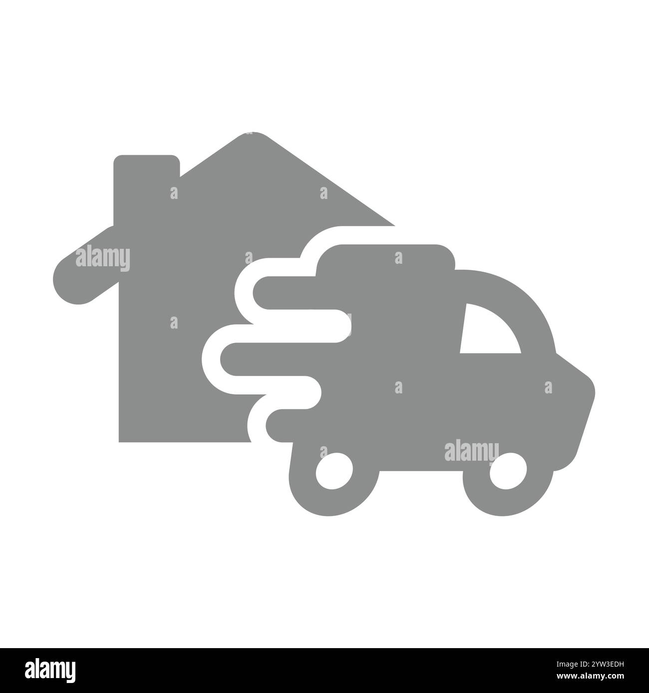 Home delivery van, fast delivering truck icon. Door to door shipping ...