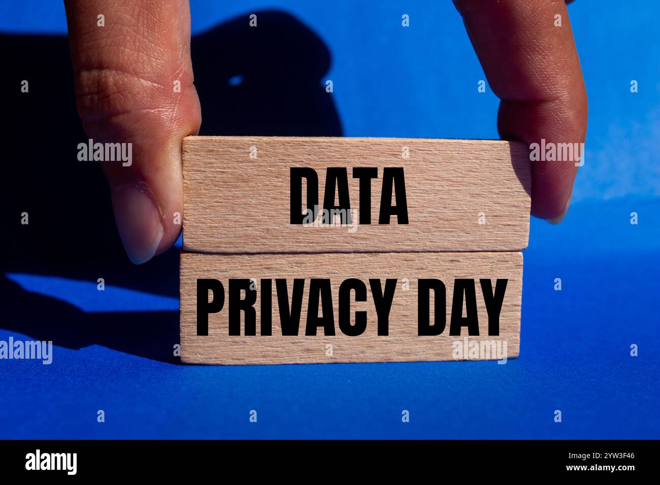 Data privacy day message written on wooden blocks with blue background ...