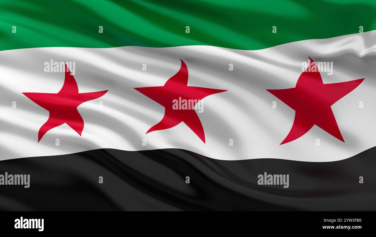 Syrian opposition flag waving in the wind Stock Photo - Alamy