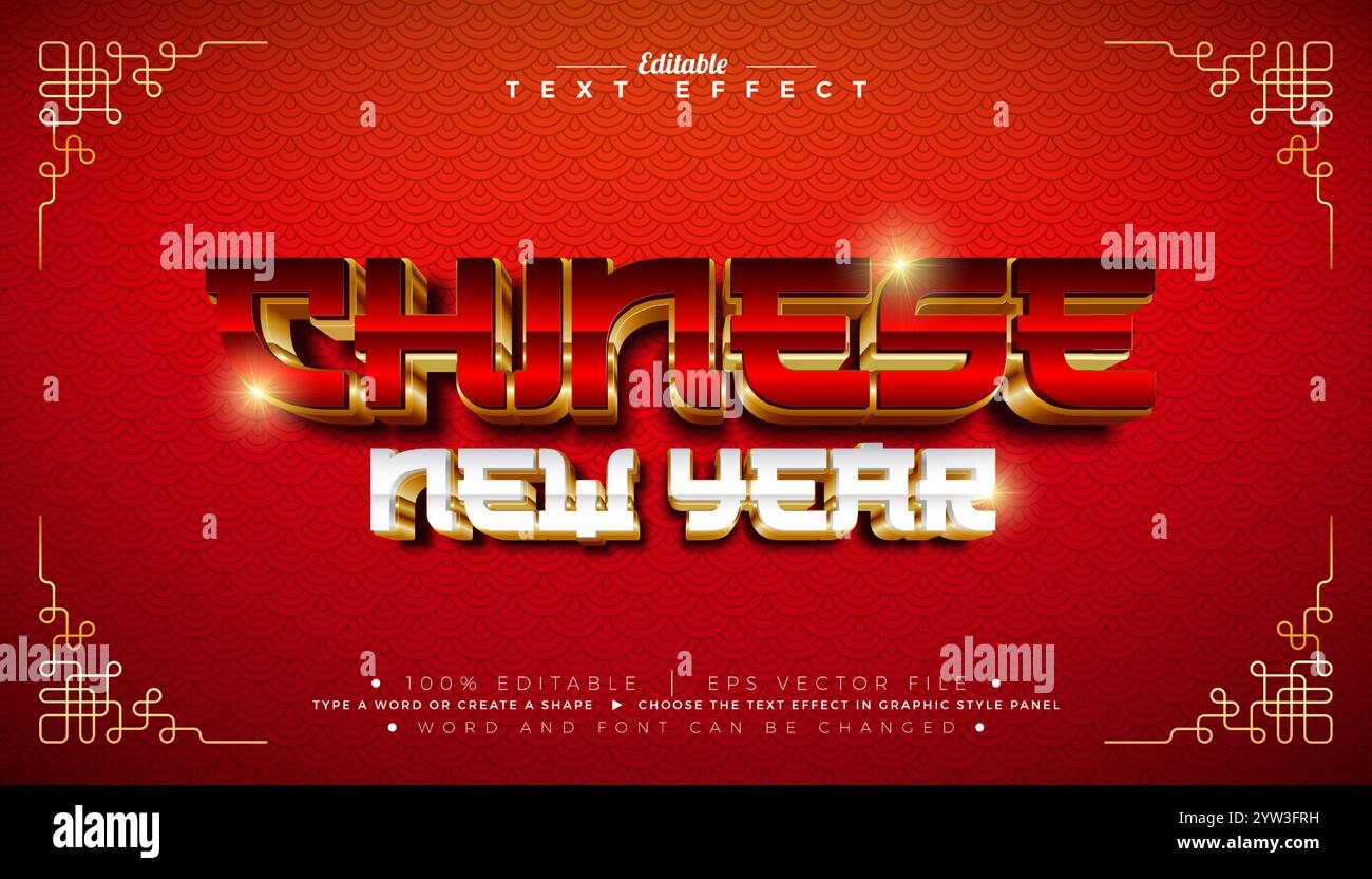 Chinese New Year 3D Text Effect Design Editable and Scalable Vector Graphic Style Effect with ...
