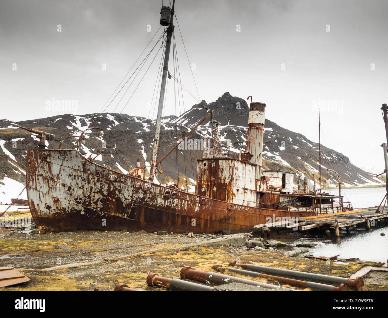 Wreck of the sealer Petrel, Grytviken, South Georgia Stock Photo - Alamy