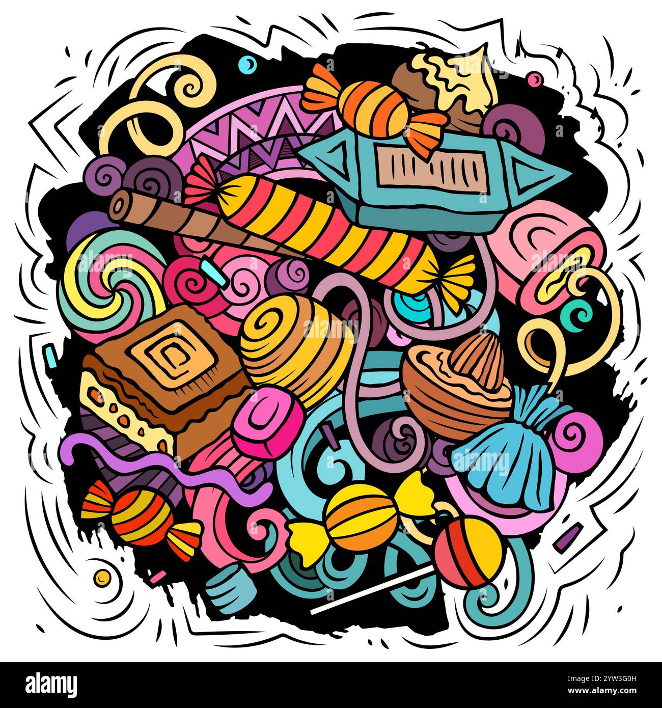 Candies cartoon vector doodles illustration. Sweet food design ...