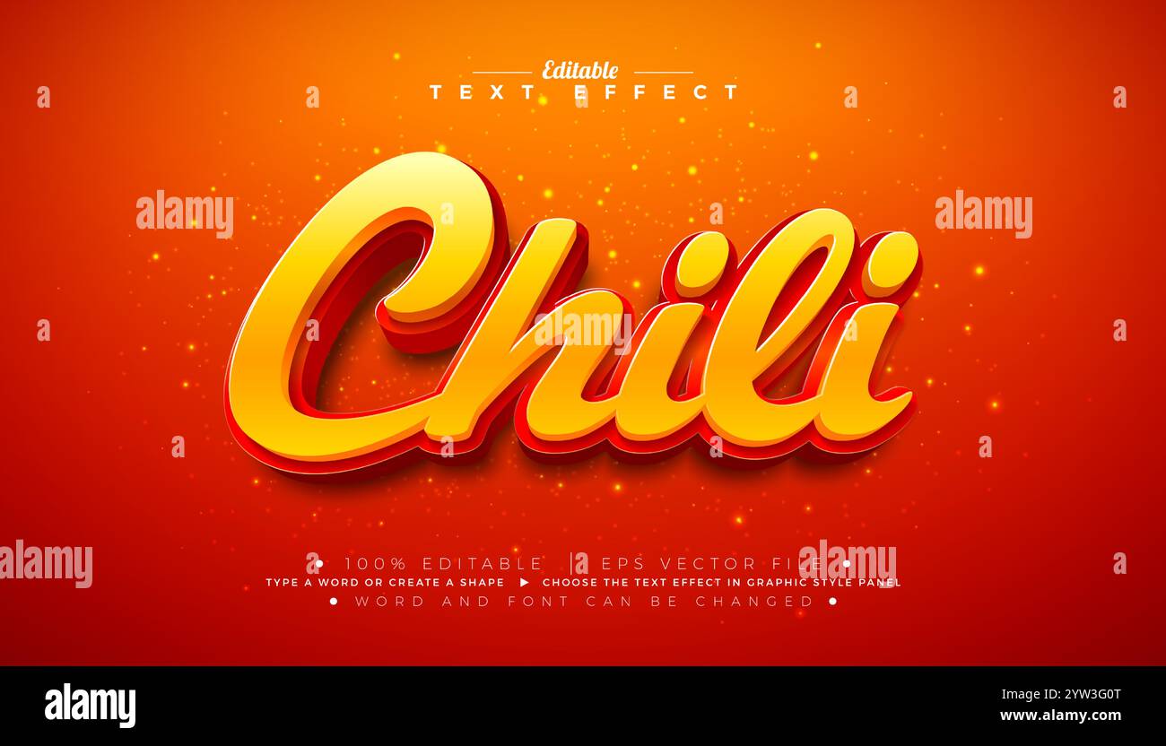 Chili 3D Text Effect Design Editable and Scalable Vector Graphic Style ...