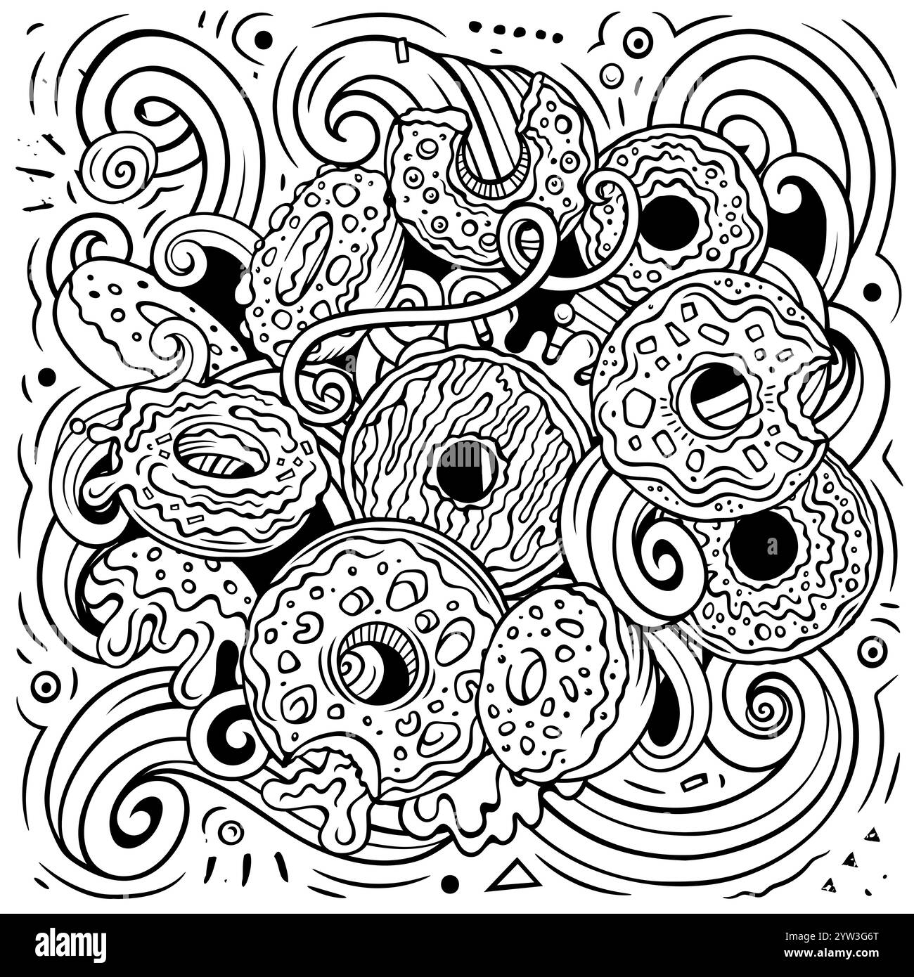 Donuts vector doodles illustration. Sweets sketchy design. Doughnut ...