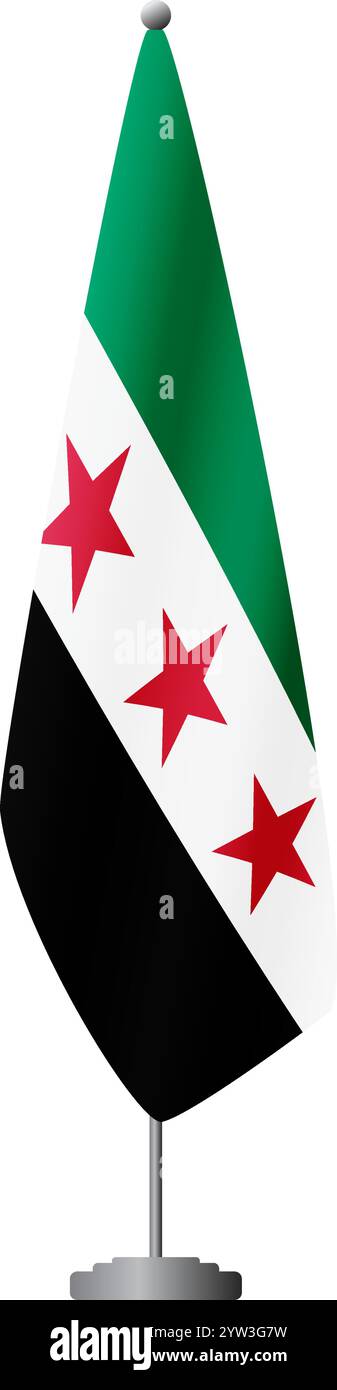 Syrian revolution flag on flagpole, mesh vector Stock Vector Image ...