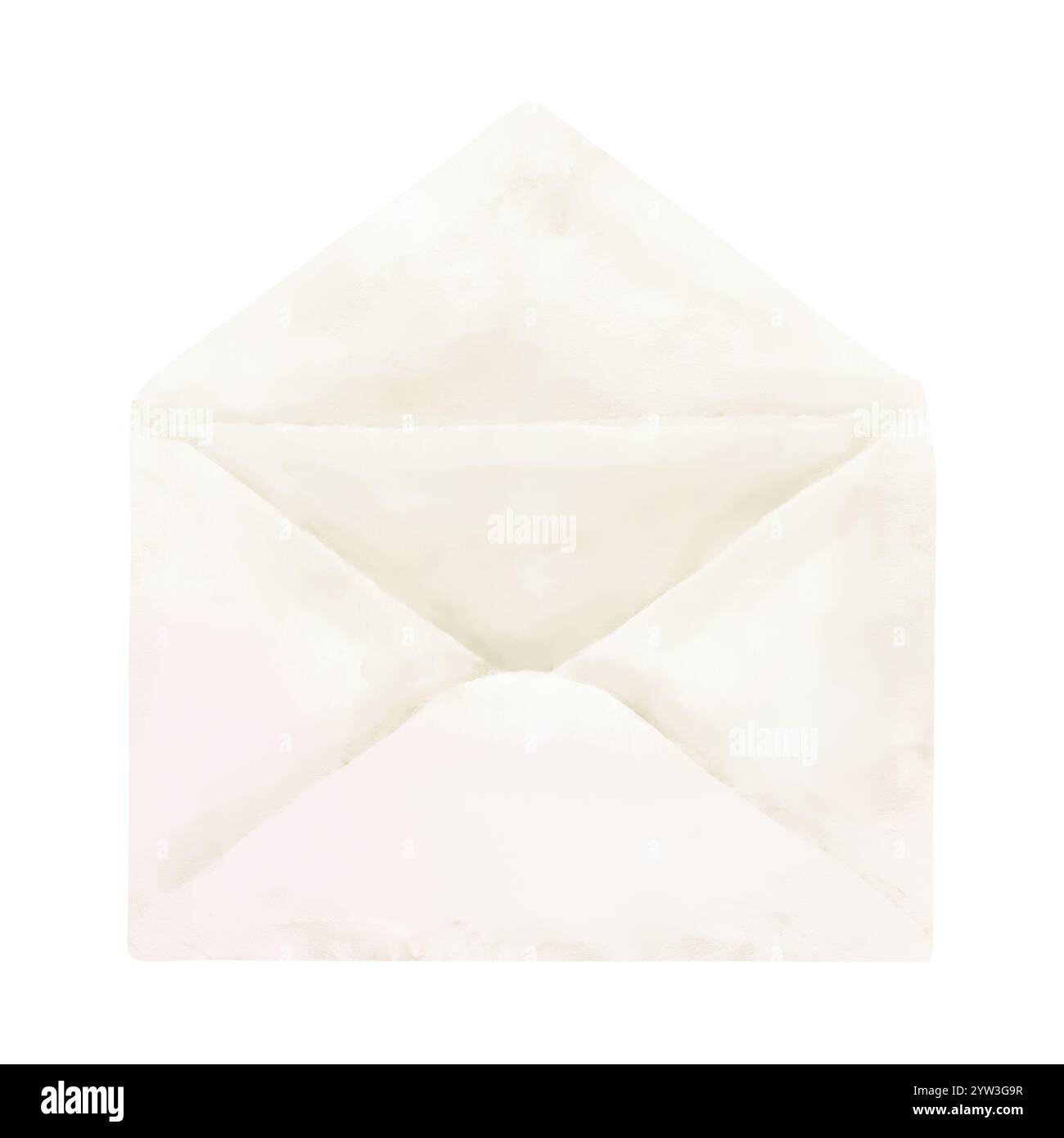 Opened envelope made of kraft paper with pattern. Watercolor digital ...