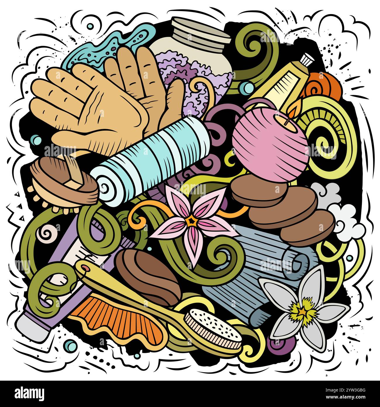 Massage hand drawn vector doodles illustration. Spa salon poster design ...