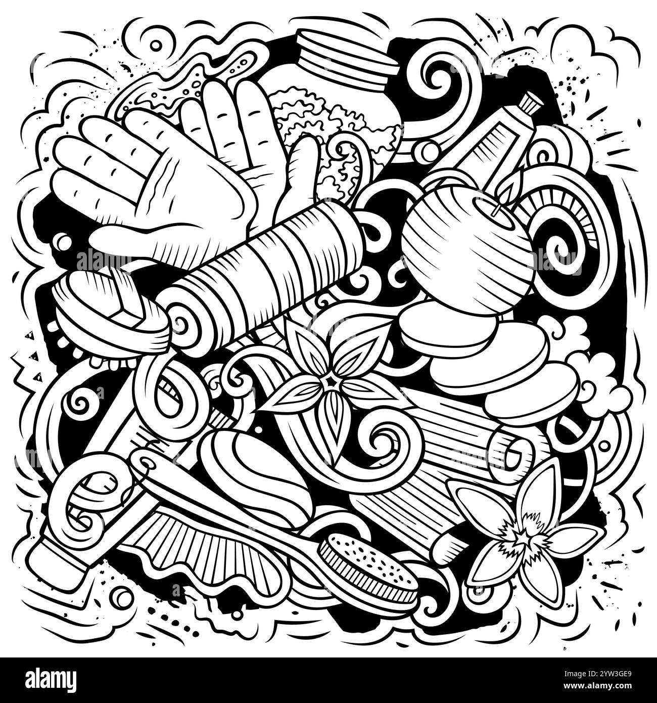 Massage hand drawn vector doodles illustration. Spa salon design ...