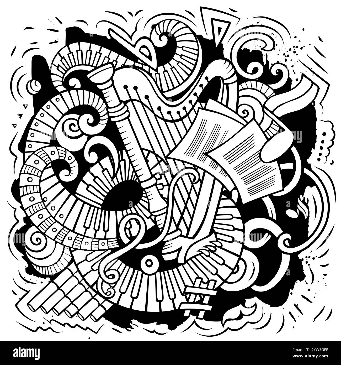 Cartoon vector doodles Classic music illustration. Sketchy, detailed ...