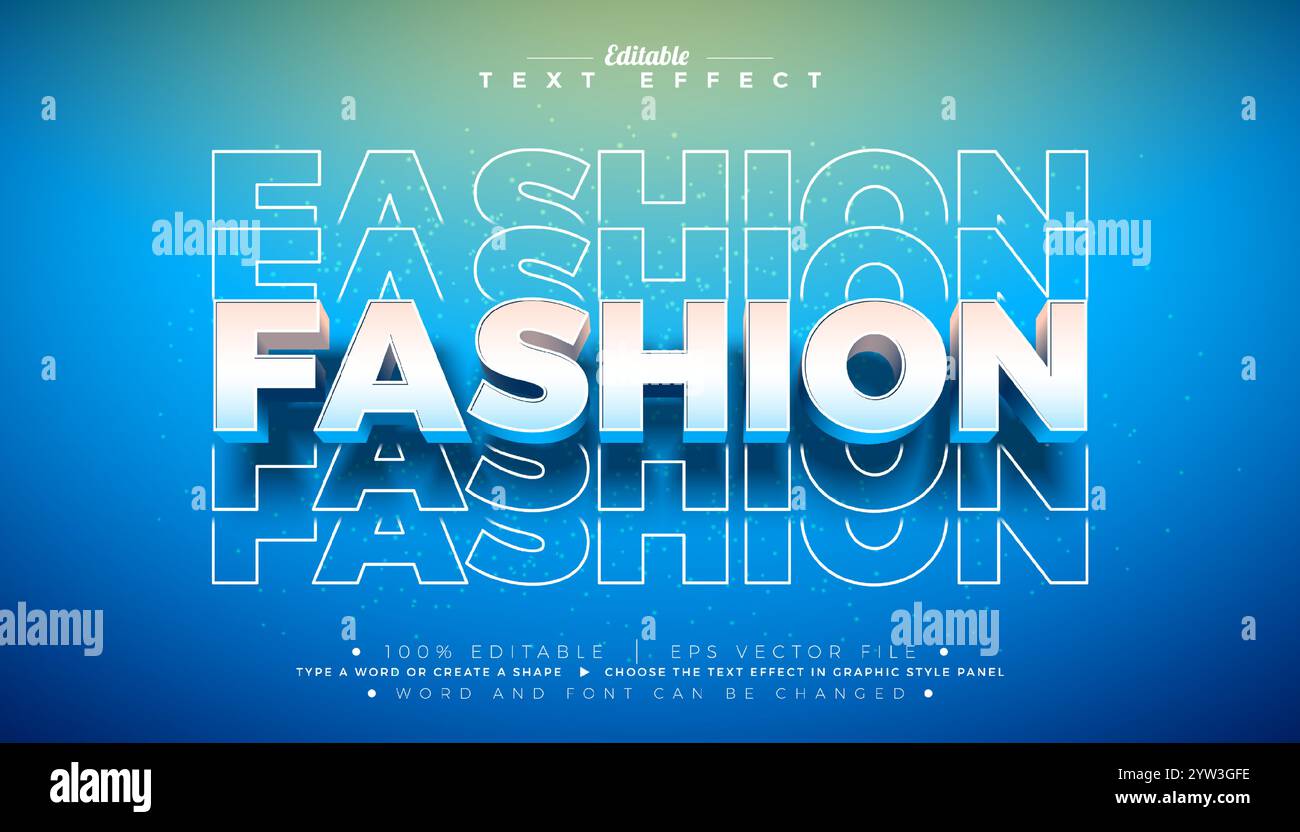 Fashion 3D Text Effect Design. Editable and Scalable Vector Graphic Style Effect with ...