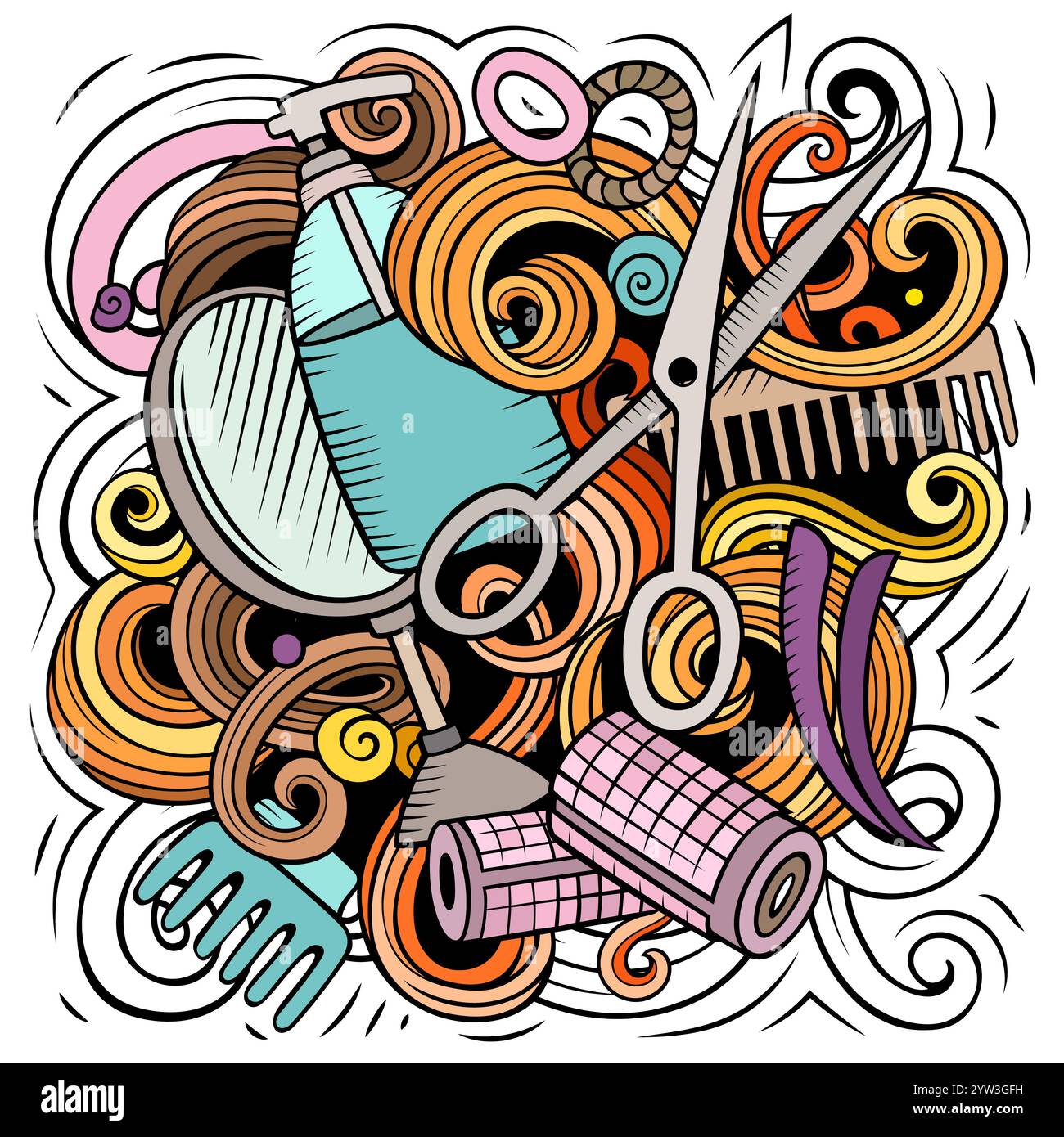 Hair Salon cartoon vector illustration. Colorful detailed composition ...