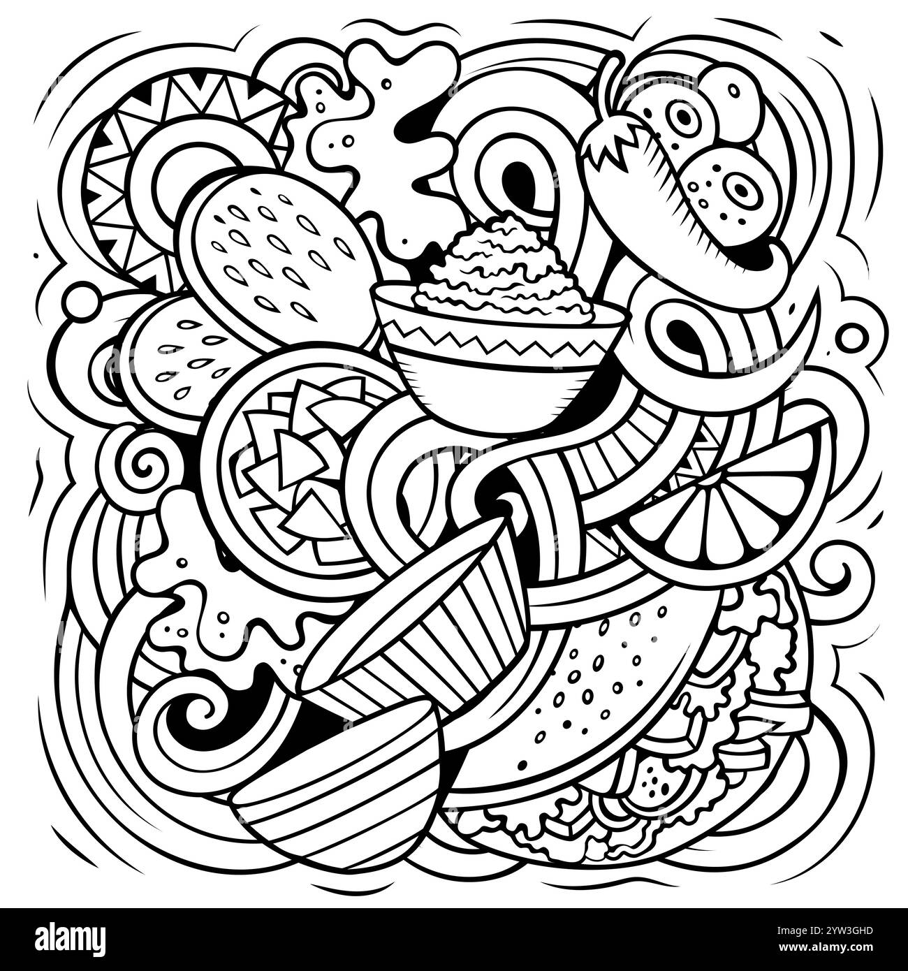 Mexican food hand drawn vector doodles illustration. Cuisine poster ...