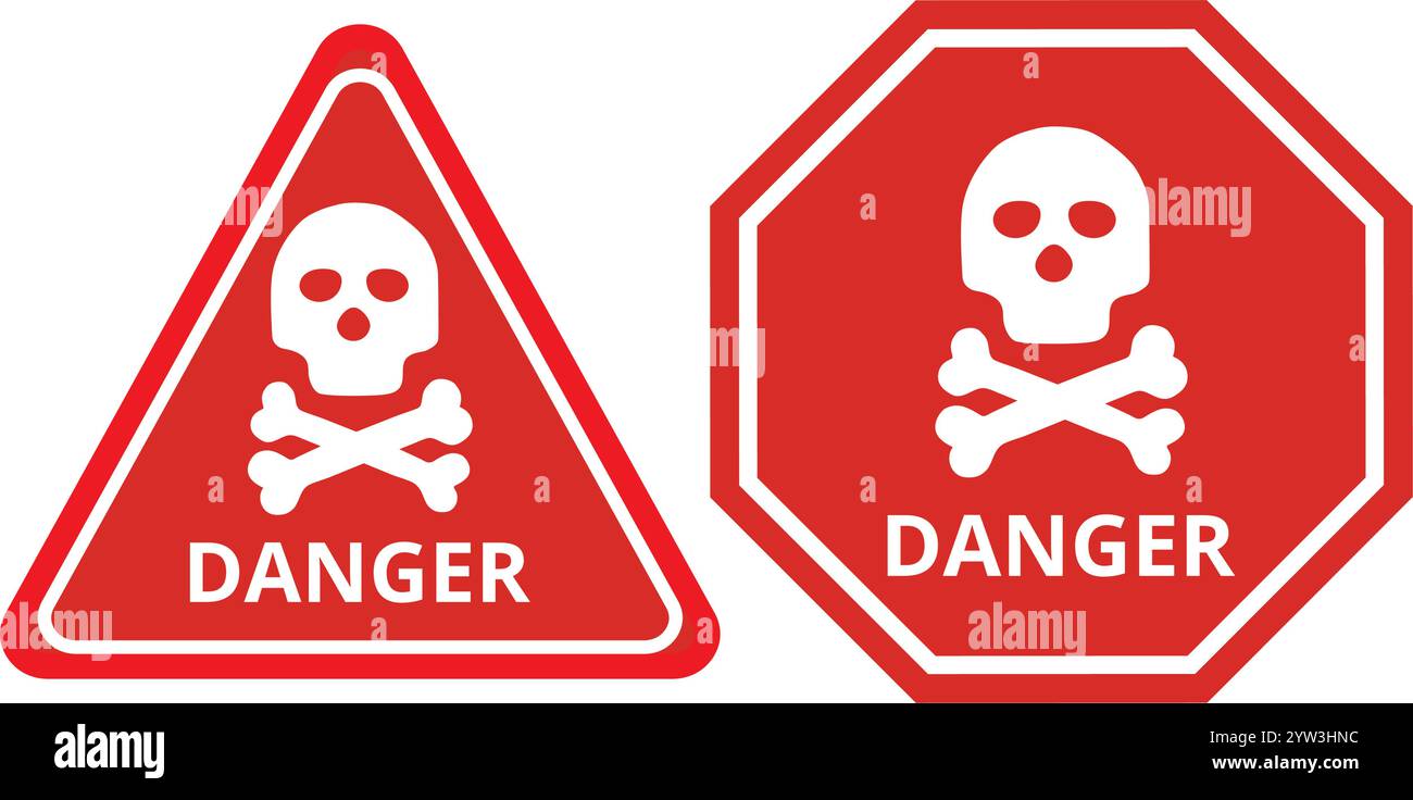 Danger banners with skulls and text on a white background Stock Vector ...