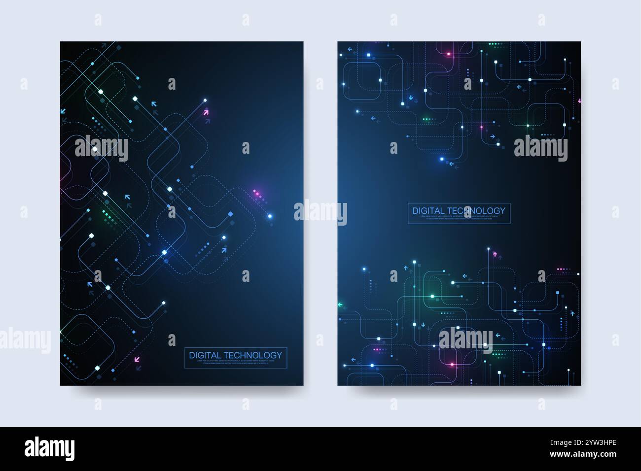 Abstract digital technology cover template design for a report and ...