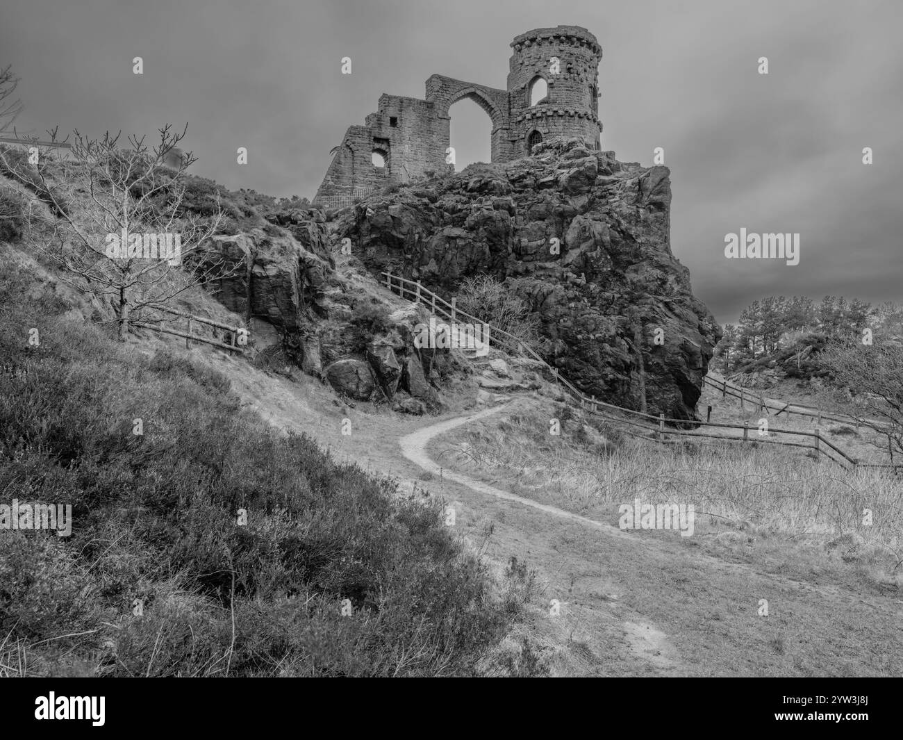 Leek, UK - March 12, 2024: Winter sunset on Mow Cop Castle near Leek ...