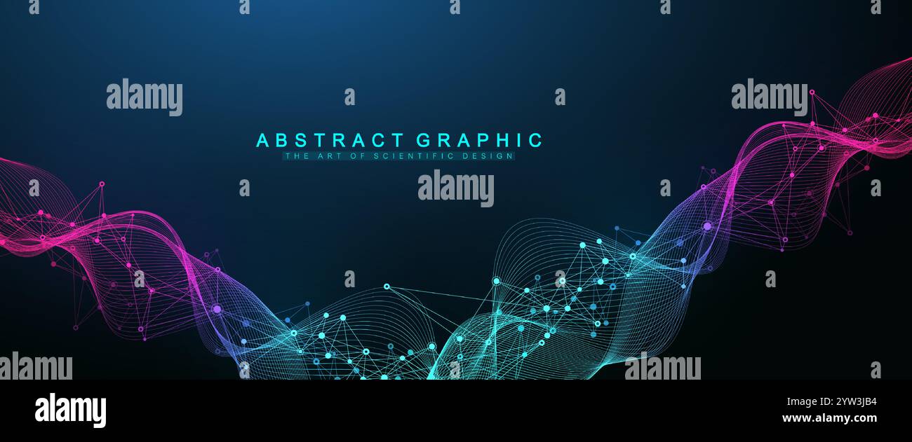 Abstract tech network connection dots. Digital technology and big data analysis background ...