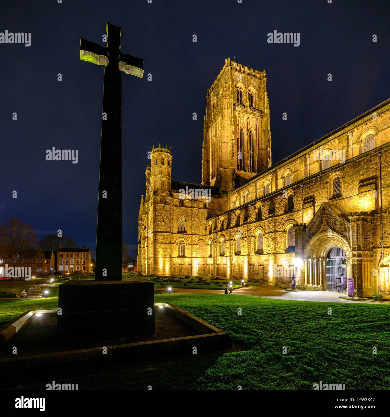 Durham, UK - March 19, 2024: Night view of Durham Cathedral Stock Photo ...