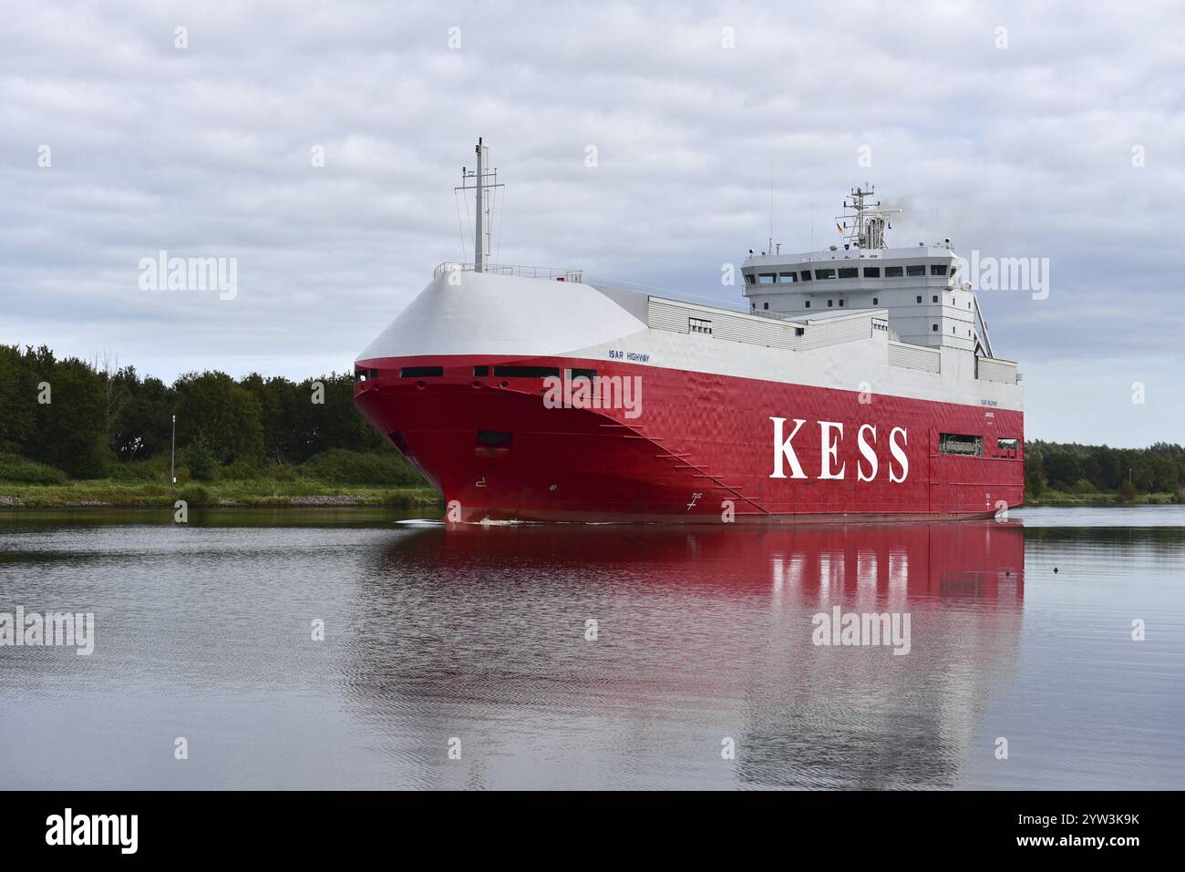Cargo ship, car carrier KESS Isar Highway sailing in the Kiel Canal ...