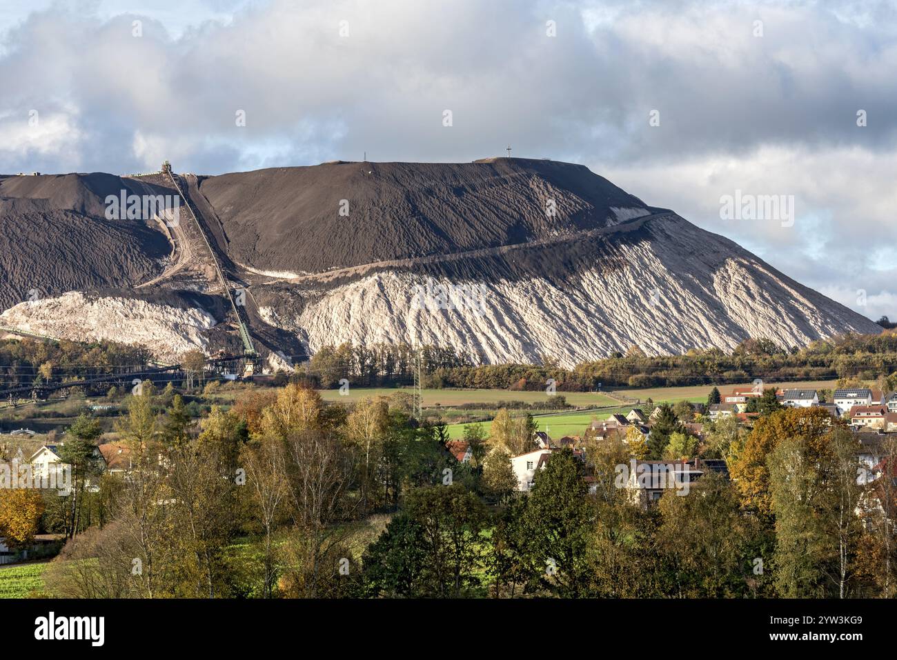 Monte Kali, overburden mountain with conveyor belt, conveyor belt ...