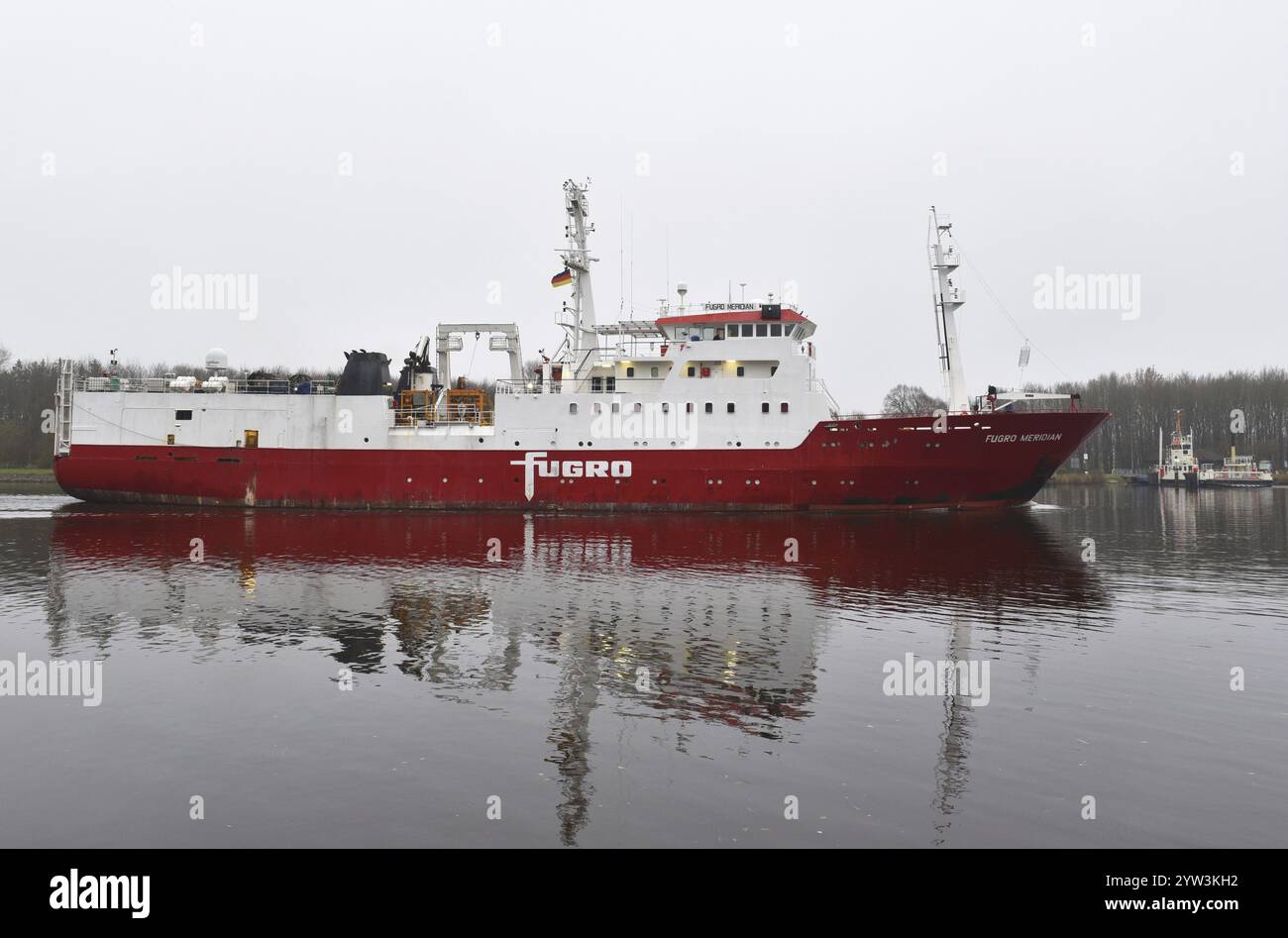 Research vessel Fugro Meridian in the Kiel Canal, Kiel Canal, NOK ...