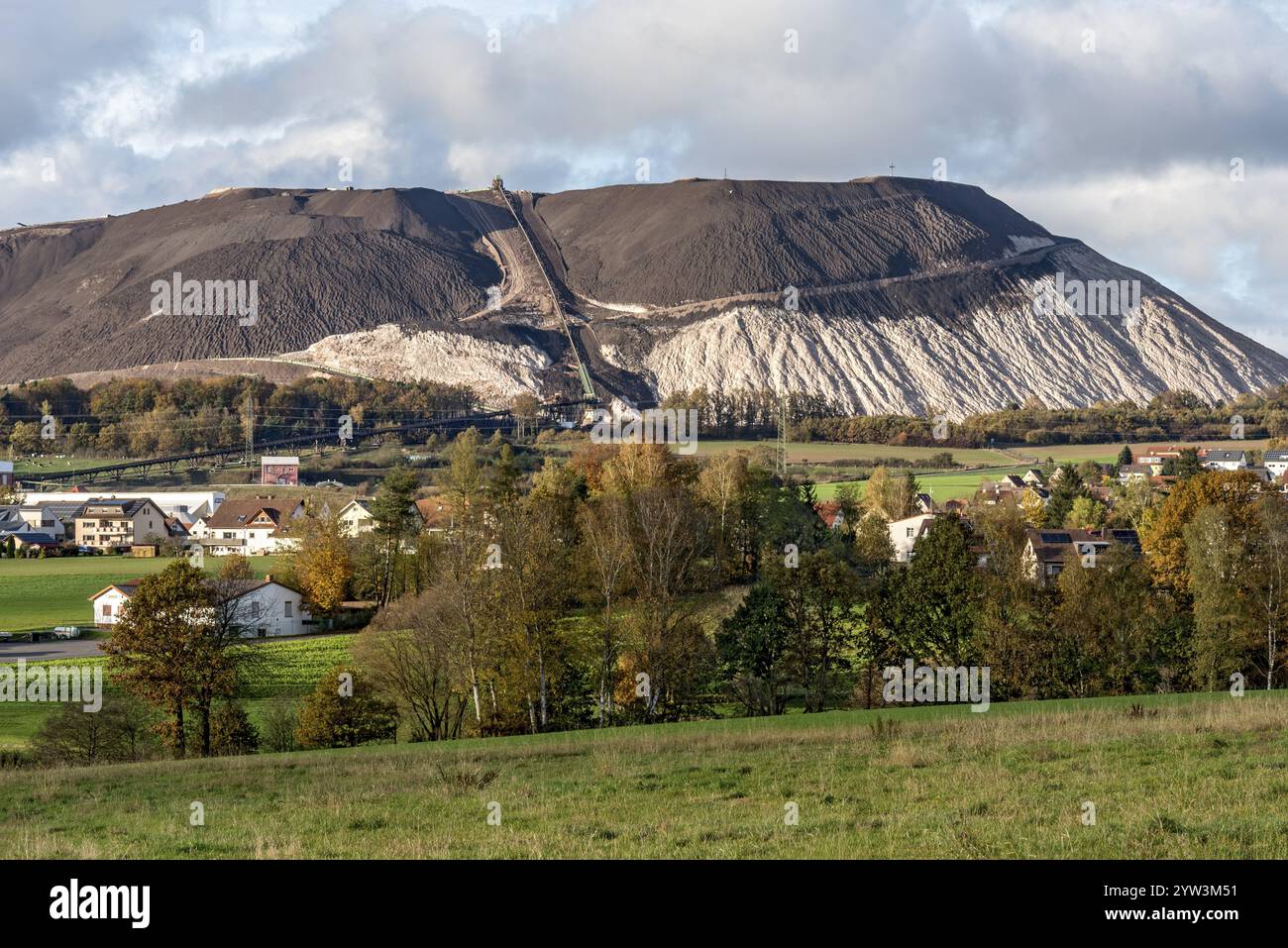 Monte Kali, overburden mountain with conveyor belt, conveyor belt ...