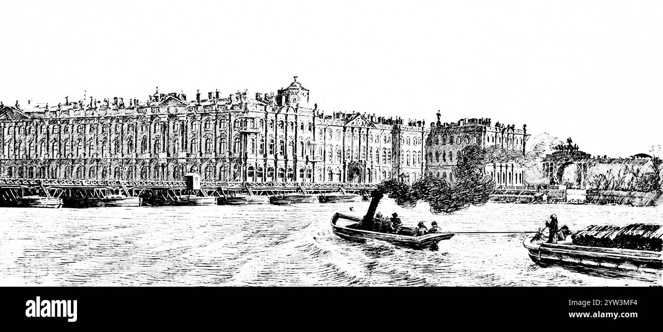 Historic 18th century Winter Palace on the Neva, Baroque architecture ...