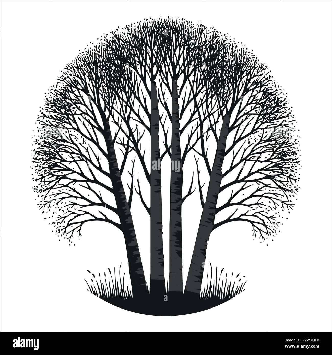 tree art style with silhouette Stock Vector Image & Art - Alamy