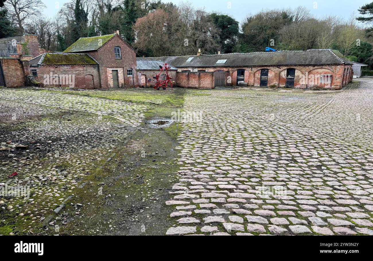 Typical cobbled farm yard at Elvaston Castle Stock Photo - Alamy