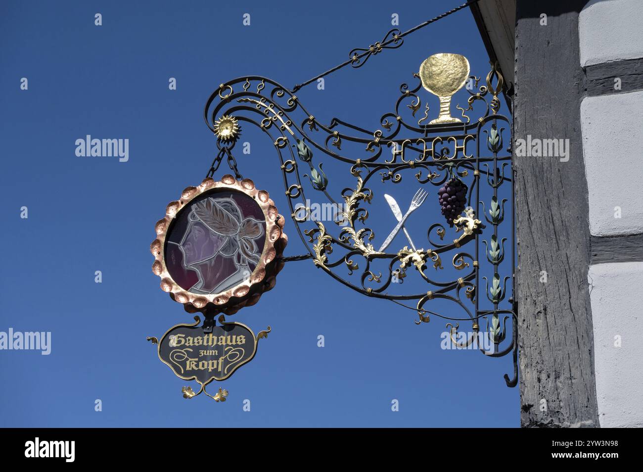 Historic nose sign of the Zum Kopf inn, Hauptstr. 30, Riegel am ...