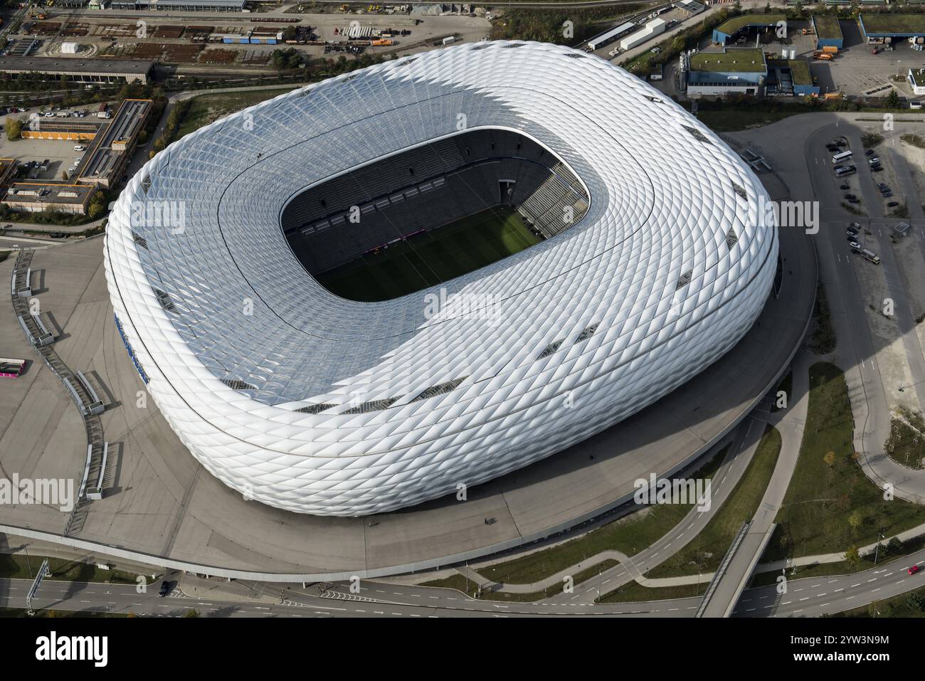 Allianz Arena, aerial view, bird's eye view, Munich, Bavaria, Germany ...