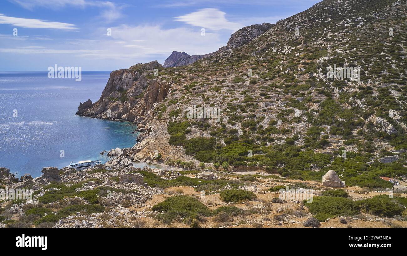 Palatia Beach, Palatia, rocky coastal landscape with sea view and ...