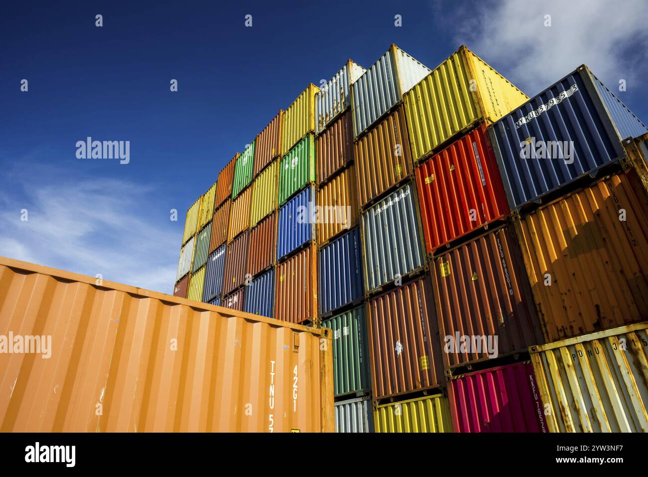 Container, Dornstadt loading station near Ulm, Baden-Wuerttemberg ...