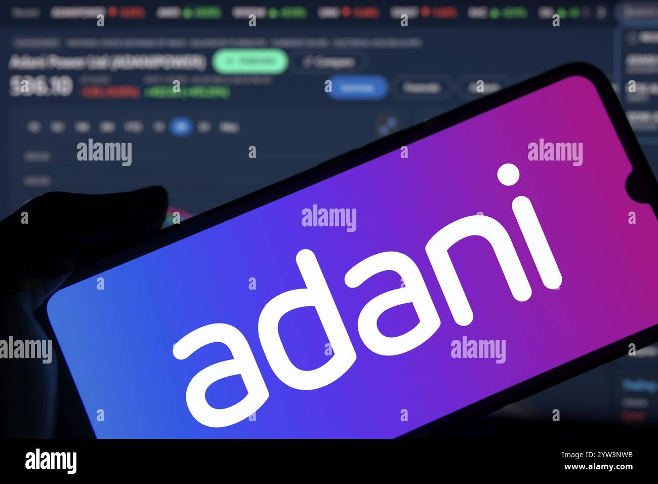 Dhaka, Bangladesh- 0 Dec 2024: Adani logo is displayed on smartphone ...