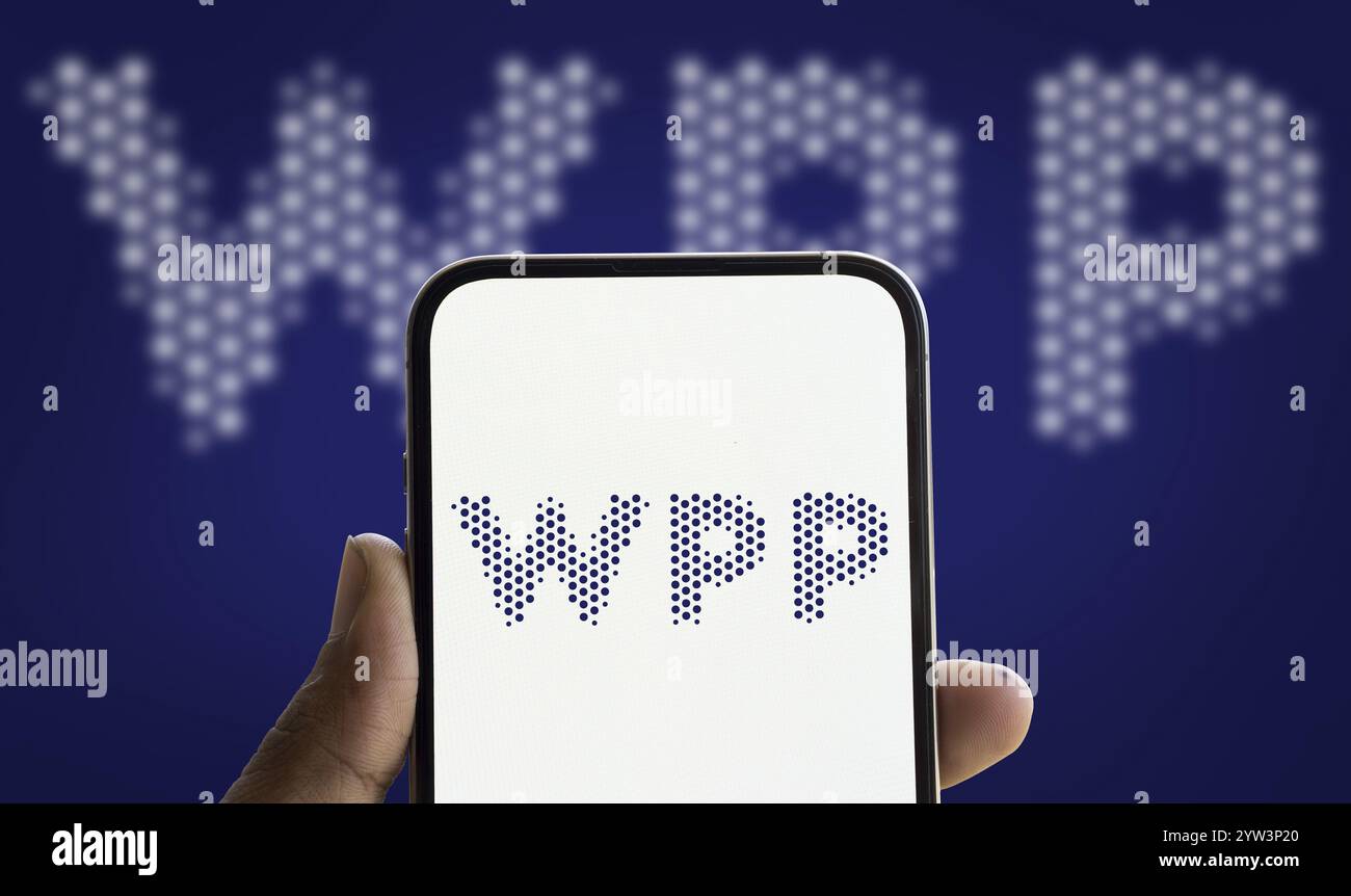 Dhaka, Bangladesh- 5 Dec 2024: WPP logo is displayed on smartphone. WPP ...