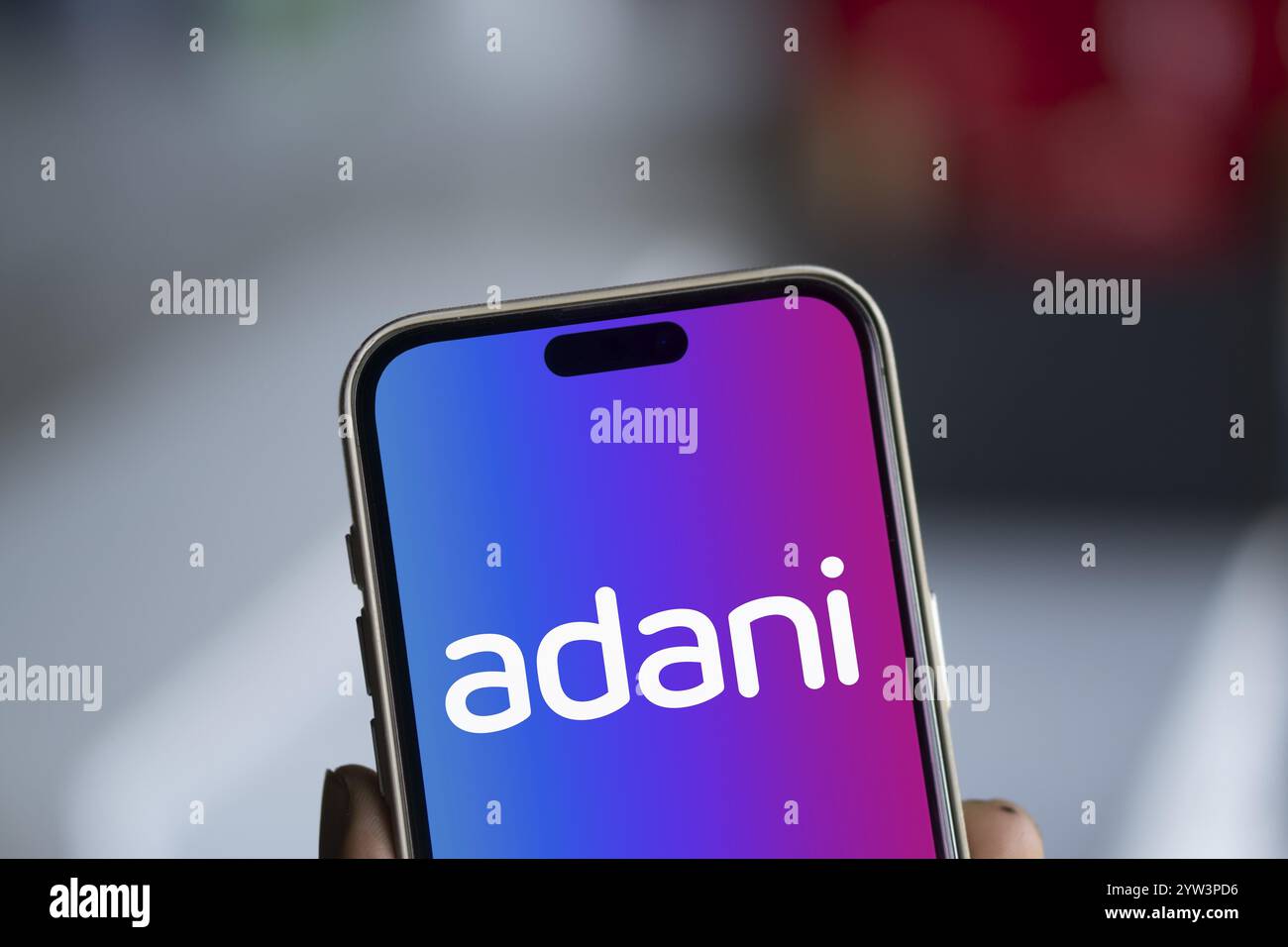 Dhaka, Bangladesh- 0 Dec 2024: Adani logo is displayed on smartphone ...