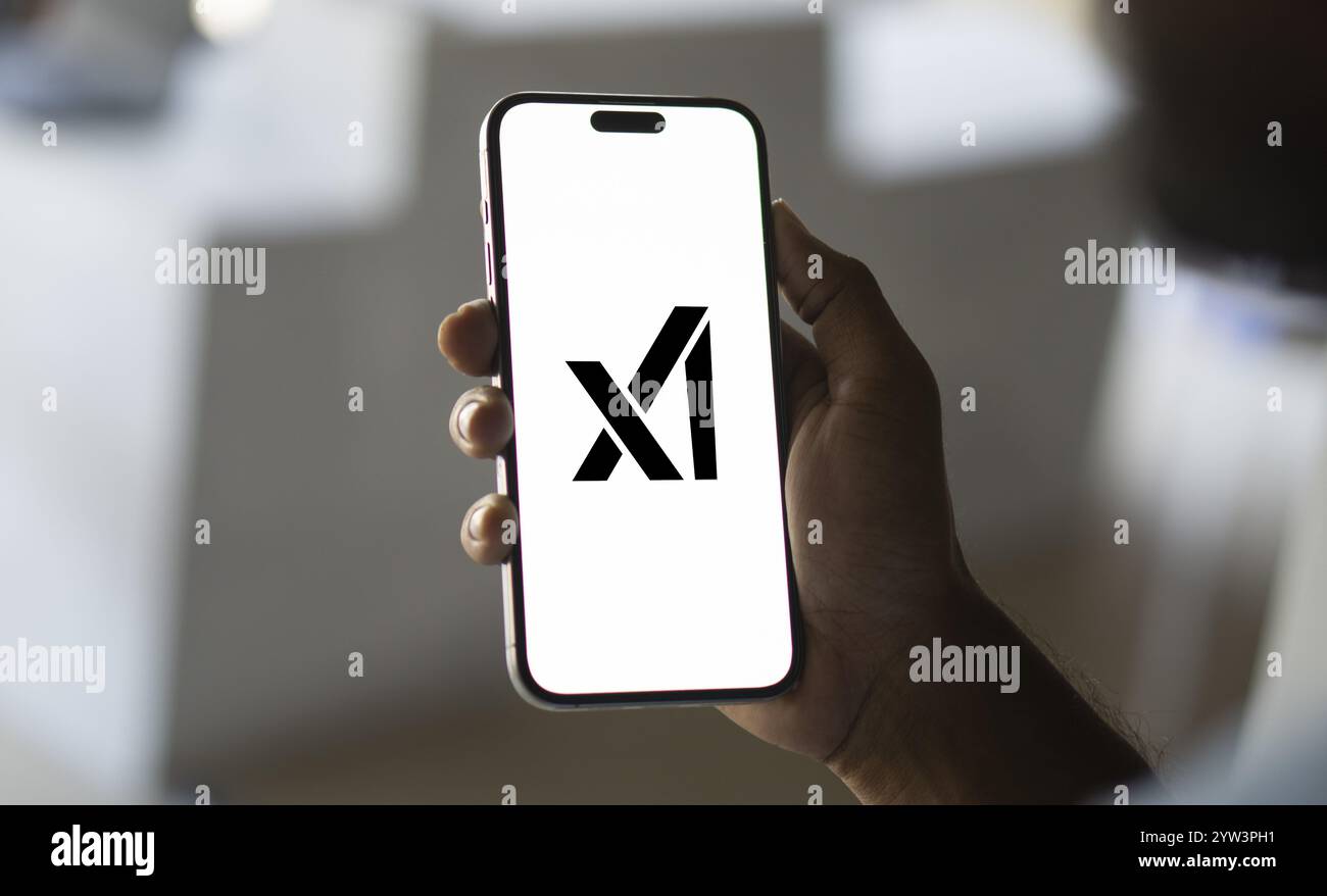 X ai logo on phone screen stock image Stock Photo - Alamy