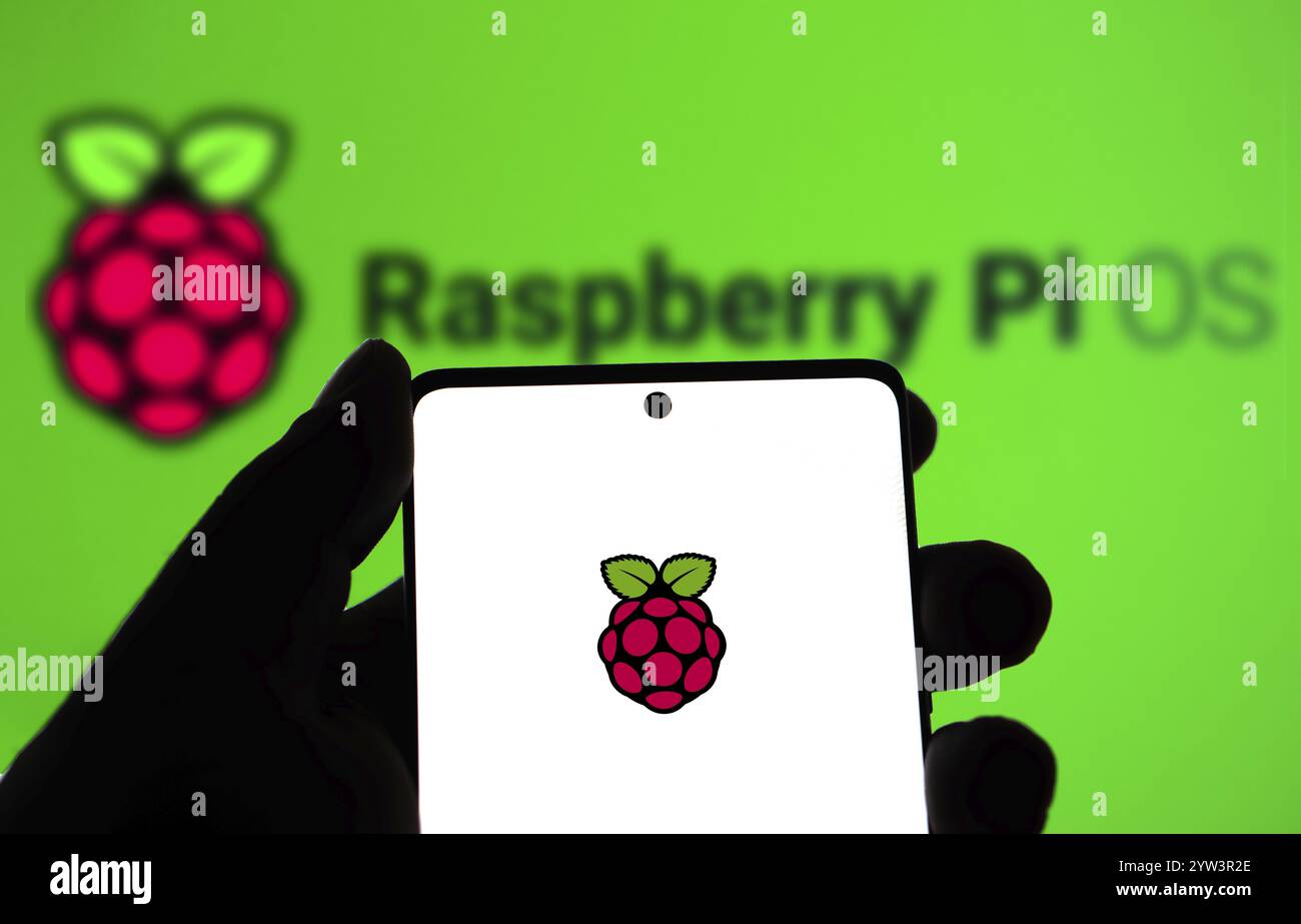 Raspberry Pi logo sign on the smartphone screen Stock Photo - Alamy