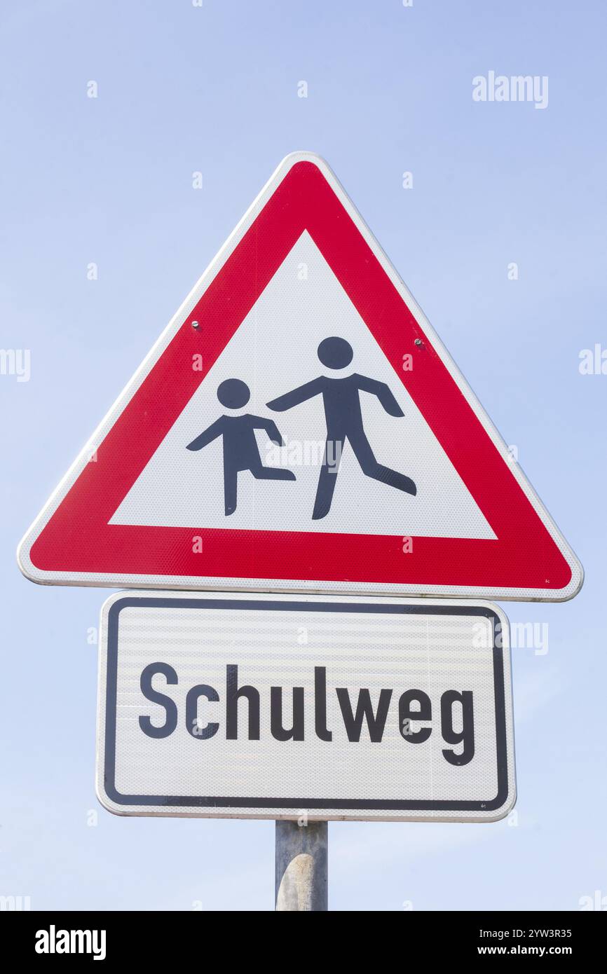 Traffic sign for children, way to school, Germany, Europe Stock Photo ...