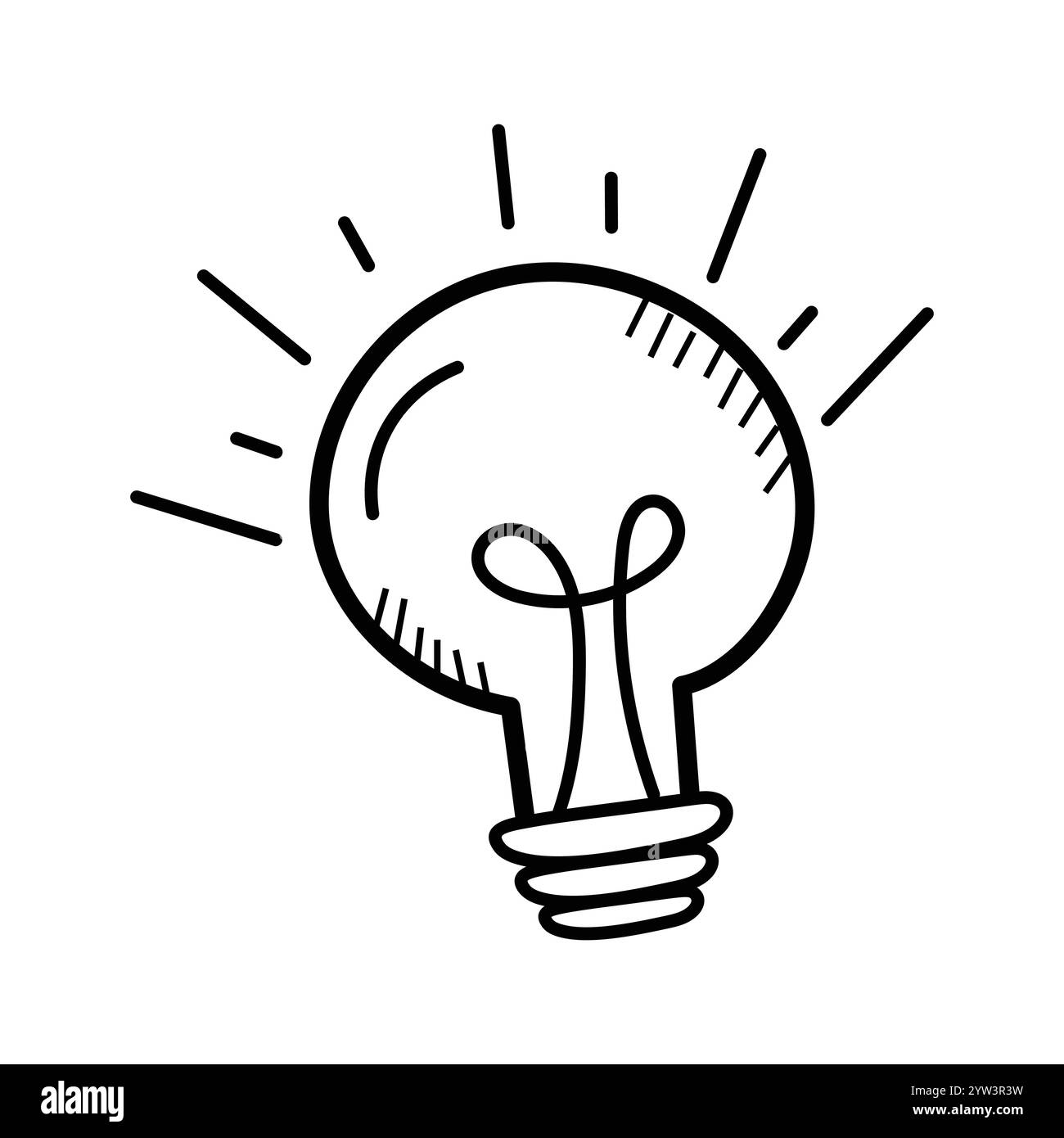 Innovation, creativity, and discovery, lightbulb icon in doodle style ...