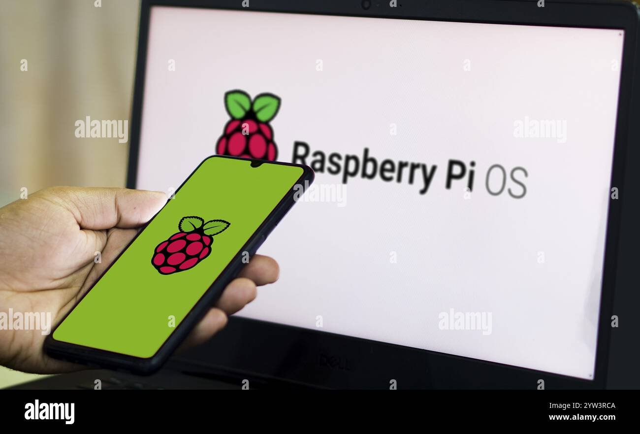 Raspberry Pi logo sign on the smartphone screen Stock Photo - Alamy