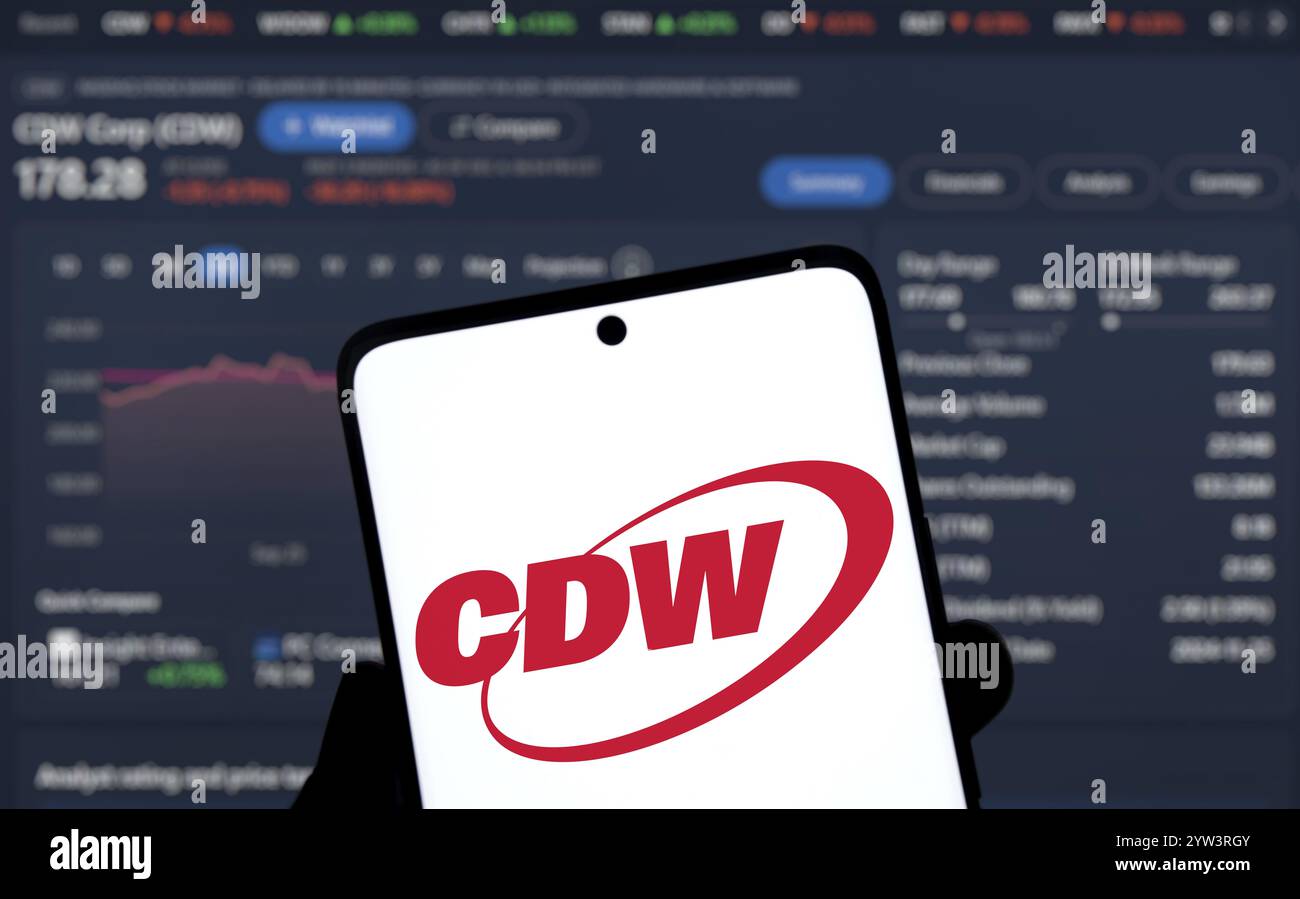 Dhaka, Bangladesh- 5 Dec 2024: CDW logo is displayed on smartphone. CDW ...