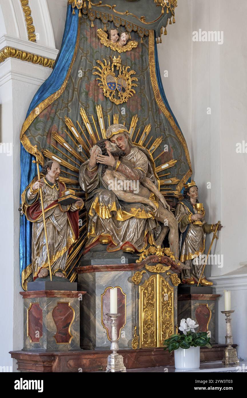 Church of St Martin, side altar with Pieta, Hopferau, Allgaeu, Bavaria ...
